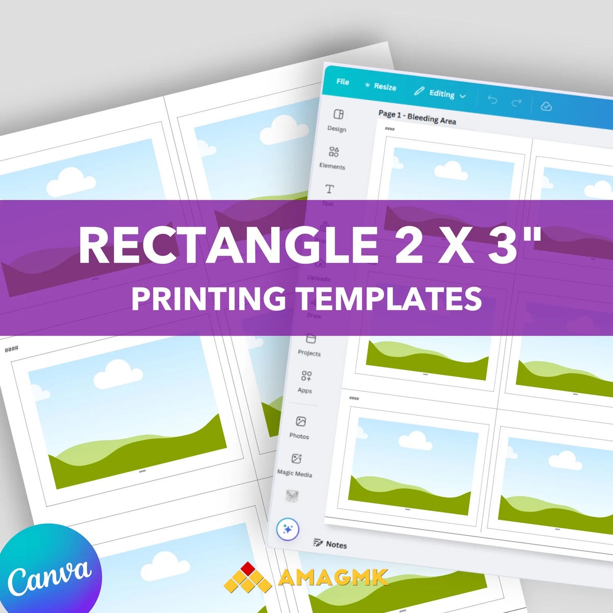 Magnets Printing Template Rectangle 2 x 3" – AMAGMK